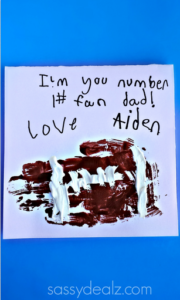 Handprint Football "I'm Your #1 Fan" Father's Day Card - Crafty Morning