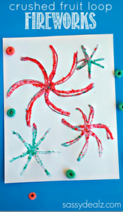 Crushed Fruit Loop Fireworks Craft for Kids - Crafty Morning