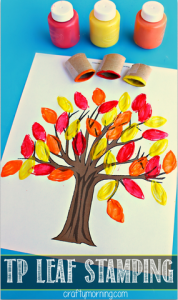 Toilet Paper Roll Leaf Stamping Fall Tree Craft - Crafty Morning