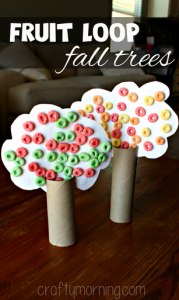 Toilet Paper Roll Fall Tree Craft Using Fruit Loops - Crafty Morning