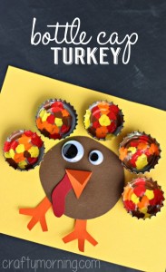 Painted Bottle Cap Turkey Craft for Thanksgiving - Crafty Morning