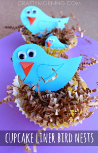 Blue Bird Craft with Cupcake Liner Nests - Crafty Morning
