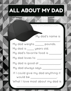Printable "All About My Dad" Questions - Crafty Morning