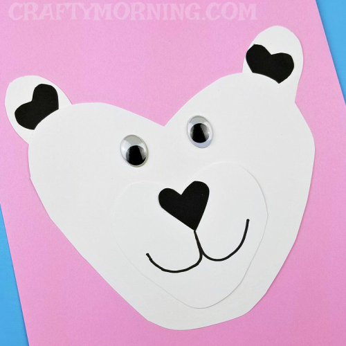 Heart Shaped Polar Bear Valentine Craft - Crafty Morning