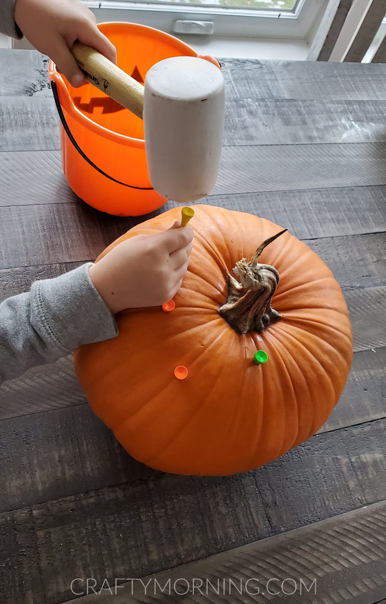 Pumpkin Fine Motor Golf Tee Activity - Crafty Morning
