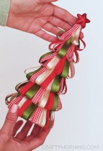 Ribbon Loop Christmas Tree Craft - Crafty Morning
