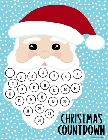 Cotton Ball Santa Beard Christmas Countdown Printable - Crafty Morning