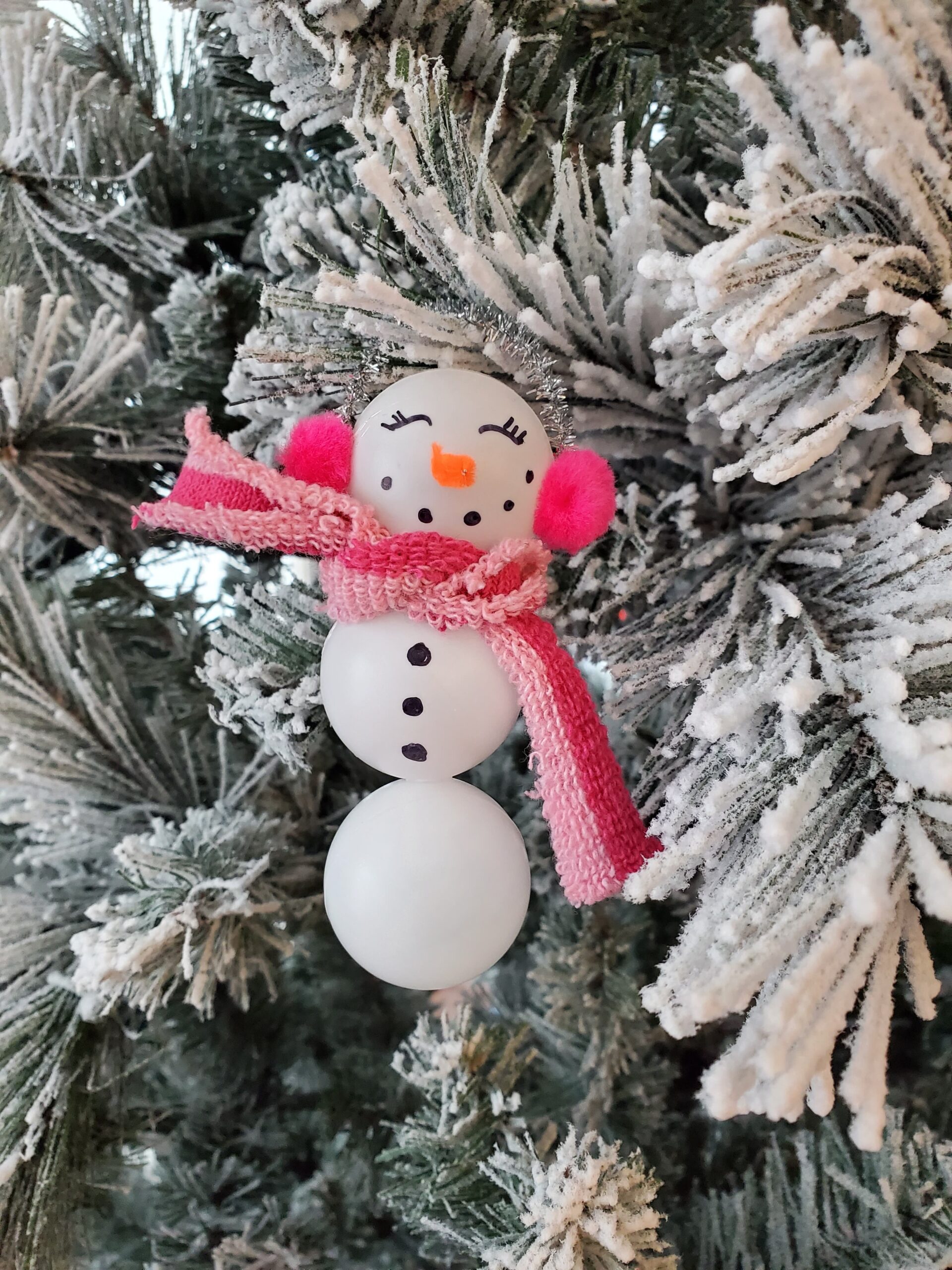 Ping Pong Ball Snowman Ornaments - Crafty Morning