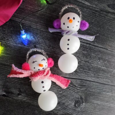 Ping Pong Ball Snowman Ornaments - Crafty Morning