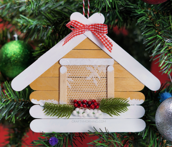 Popsicle Stick Log Cabin Ornament - Crafty Morning