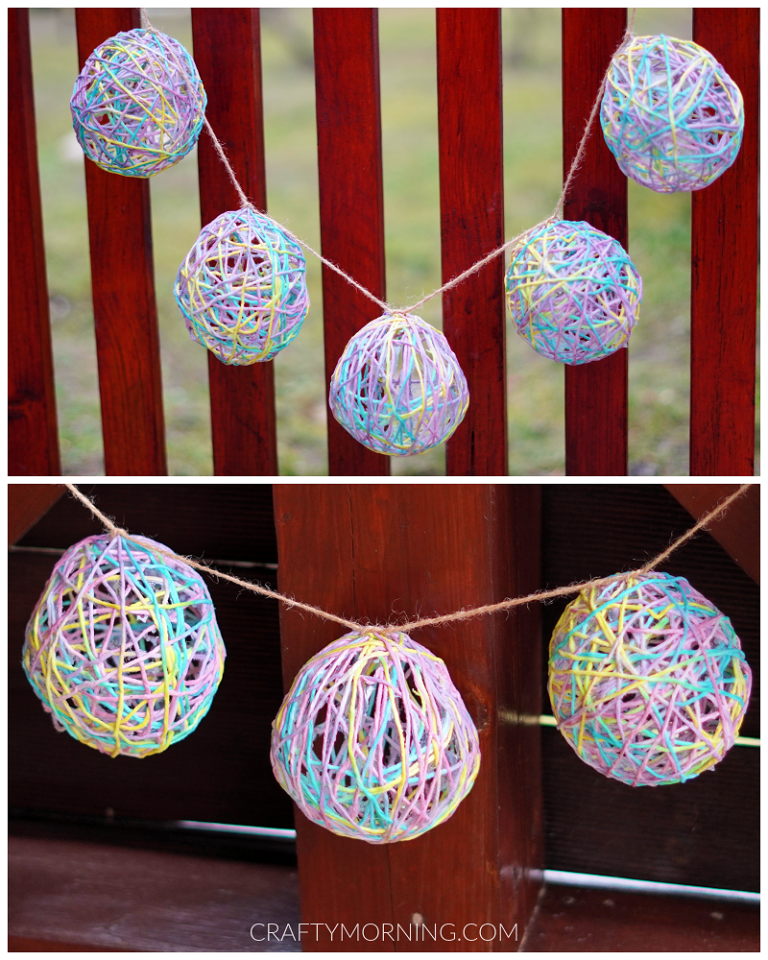 How to Make Balloon Yarn Easter Eggs - Crafty Morning