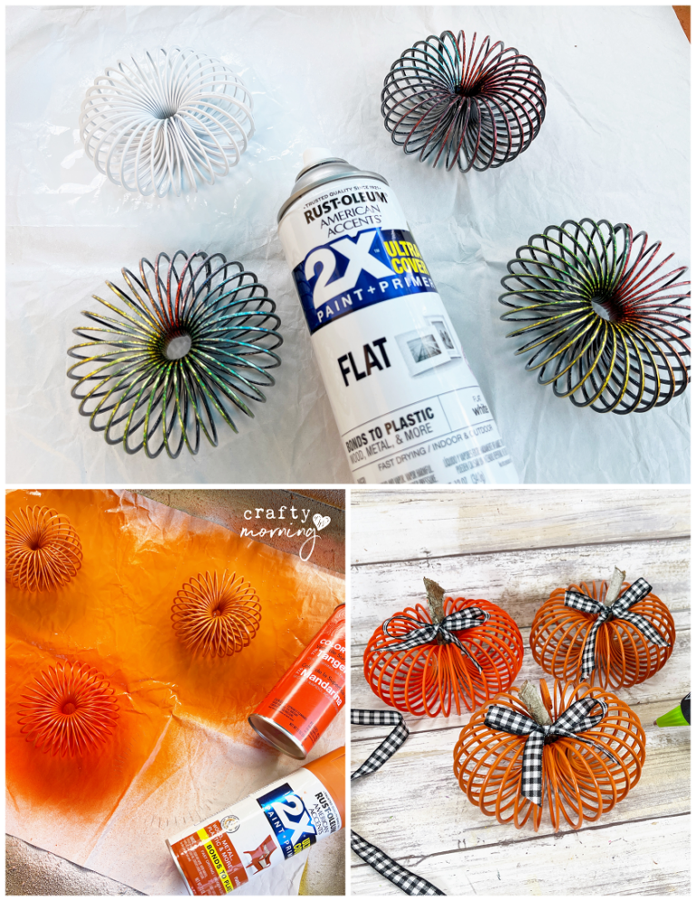 Dollar Store Slinky Pumpkin Decor - Crafty Morning