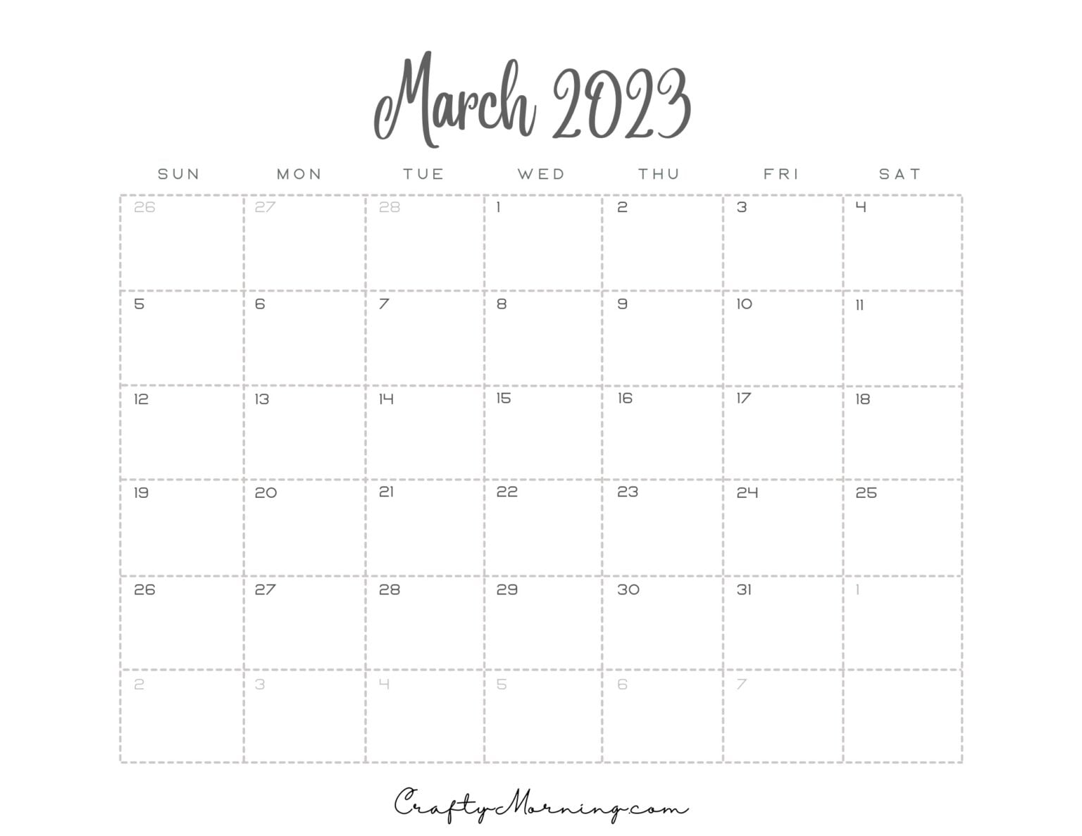 2023 Printable Calendar (Monthly PDFs) - Crafty Morning