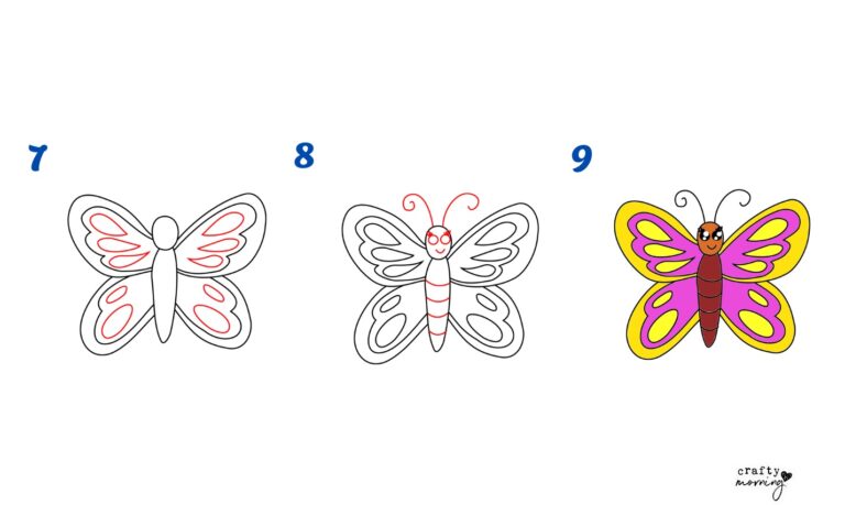 How to Draw a Butterfly (Easy Step by Step) - Crafty Morning