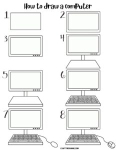 How to Draw a Computer - Step by Step Printable - Crafty Morning