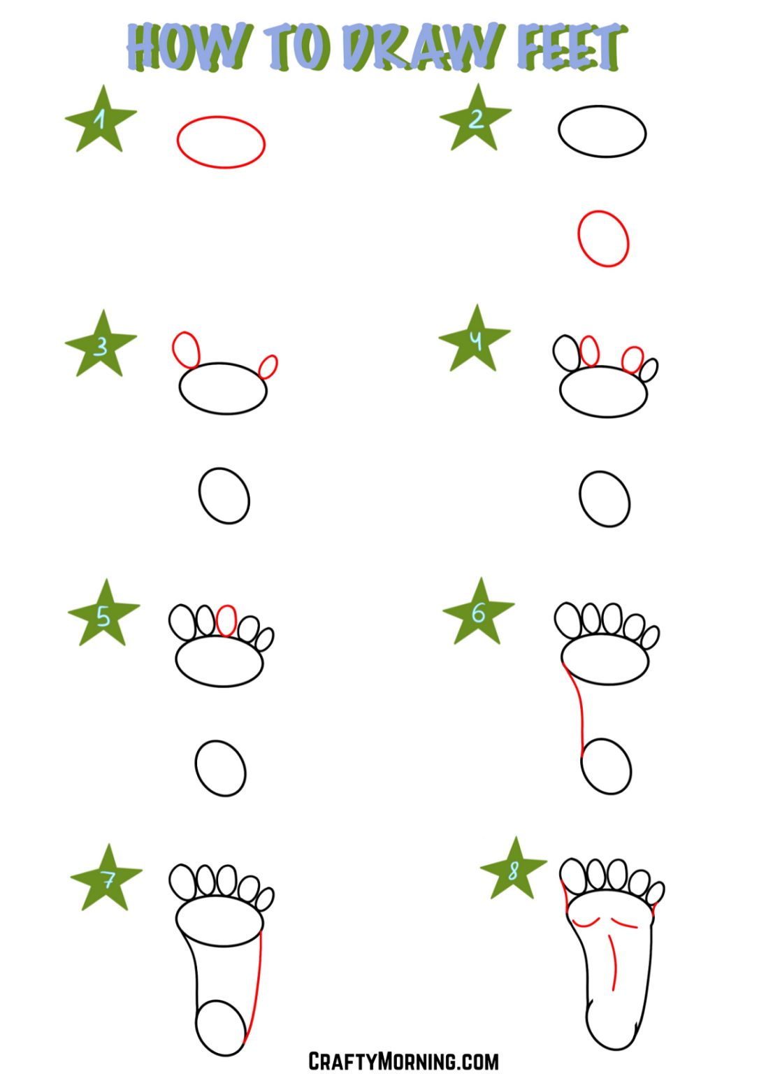 How to Draw Feet (Easy Step by Step) - Crafty Morning