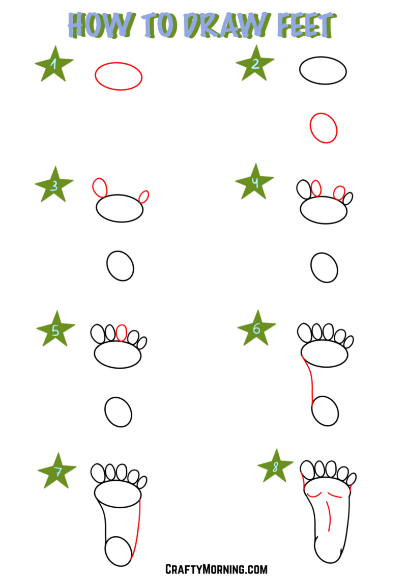 How to Draw Feet (Easy Step by Step) - Crafty Morning