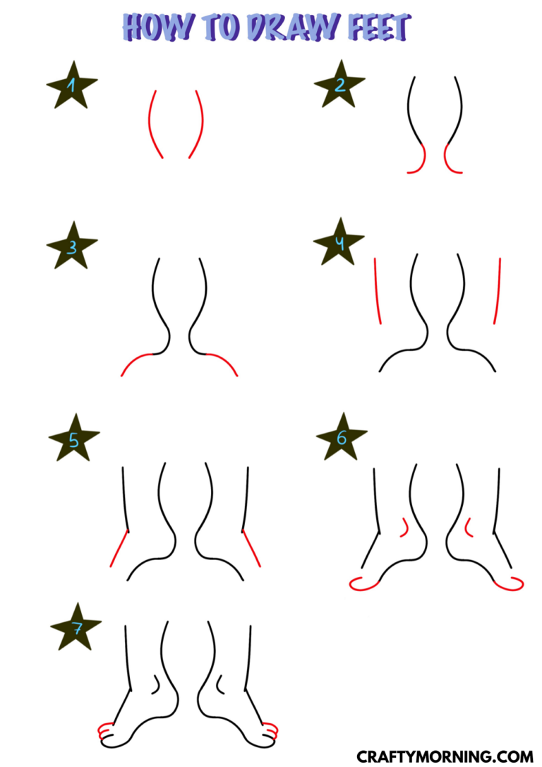 How to Draw Feet (Easy Step by Step) - Crafty Morning
