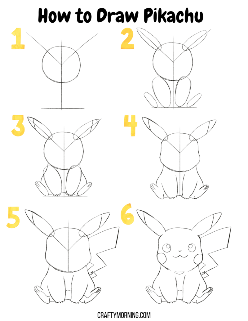 How to Draw Pikachu - Crafty Morning