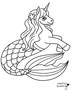 Unicorn Mermaid Coloring Pages - Crafty Morning