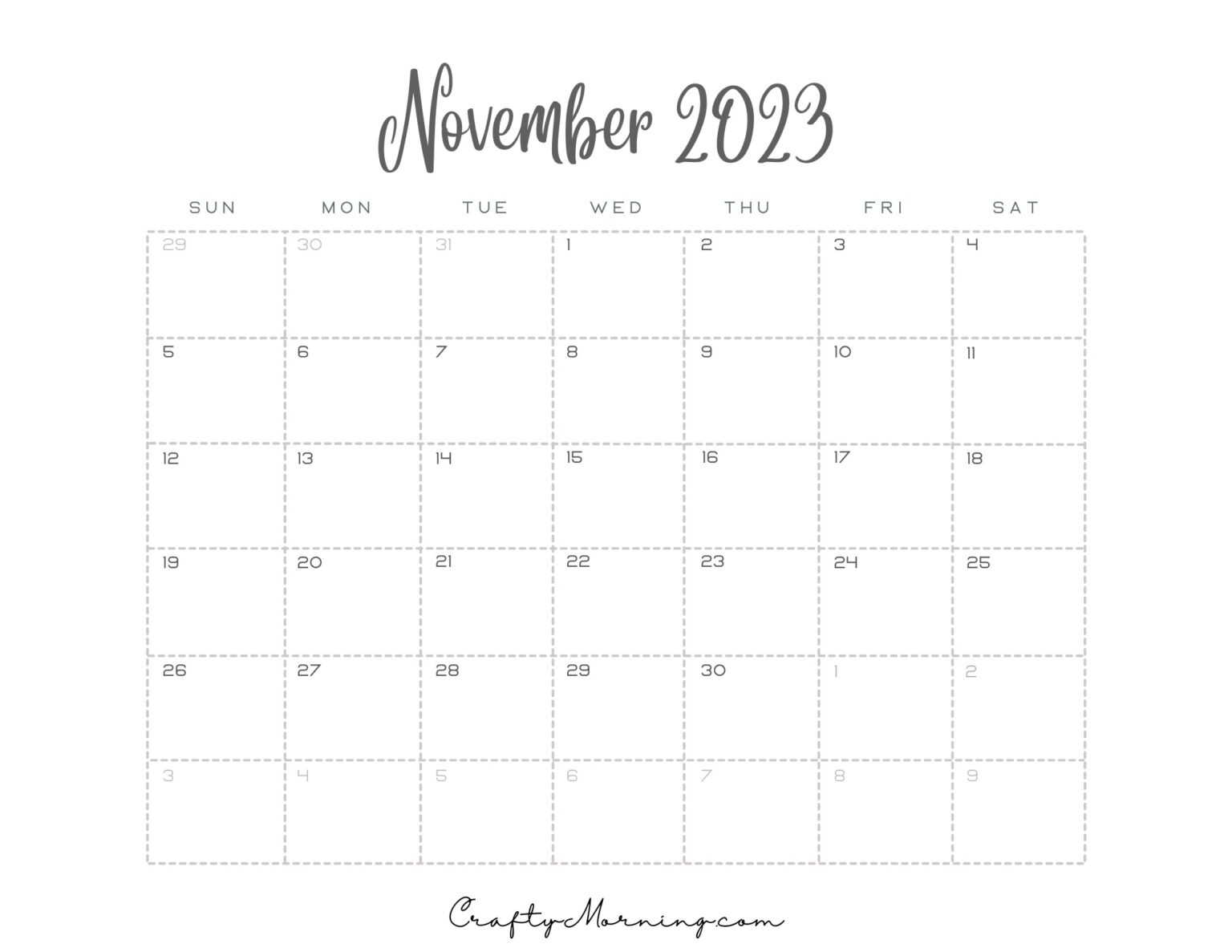 2023 Printable Calendar (Monthly PDFs) - Crafty Morning