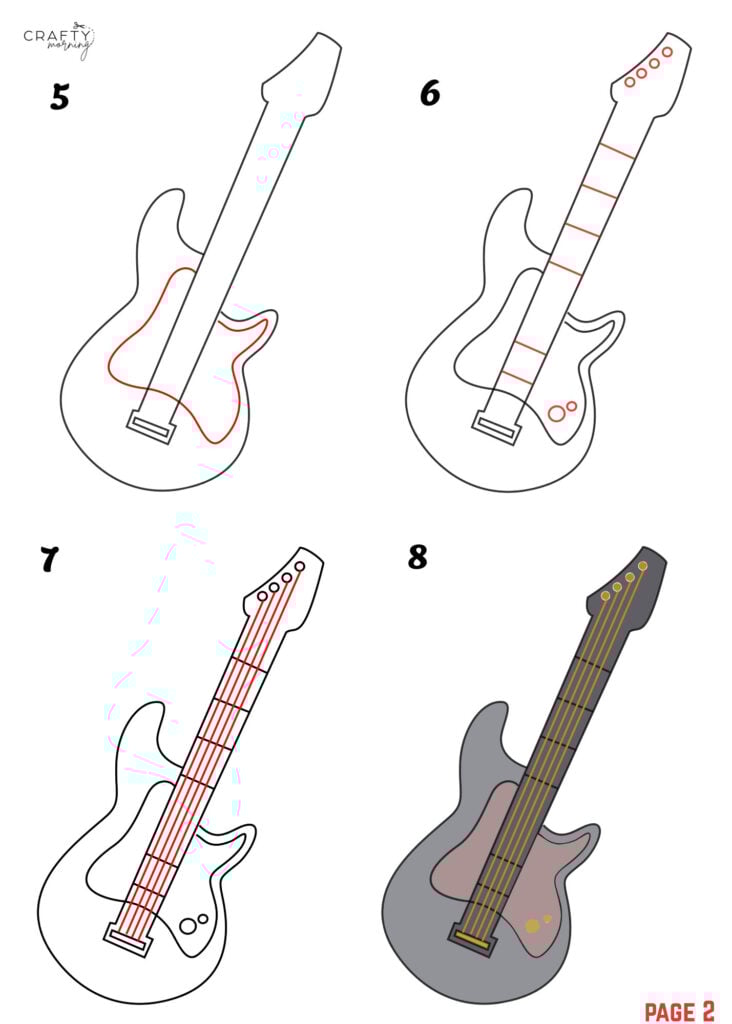Easy Guitar Drawing (Step by Step Tutorial) - Crafty Morning