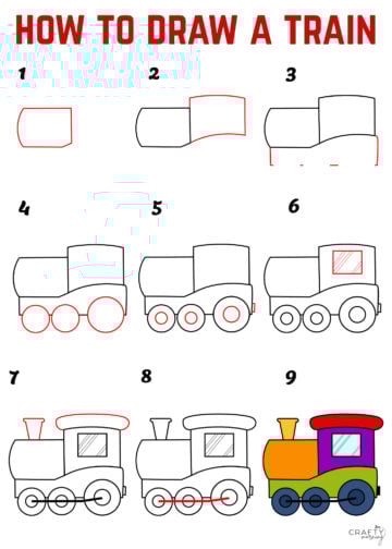 Train Drawing (Easy How to Draw Tutorial) - Crafty Morning
