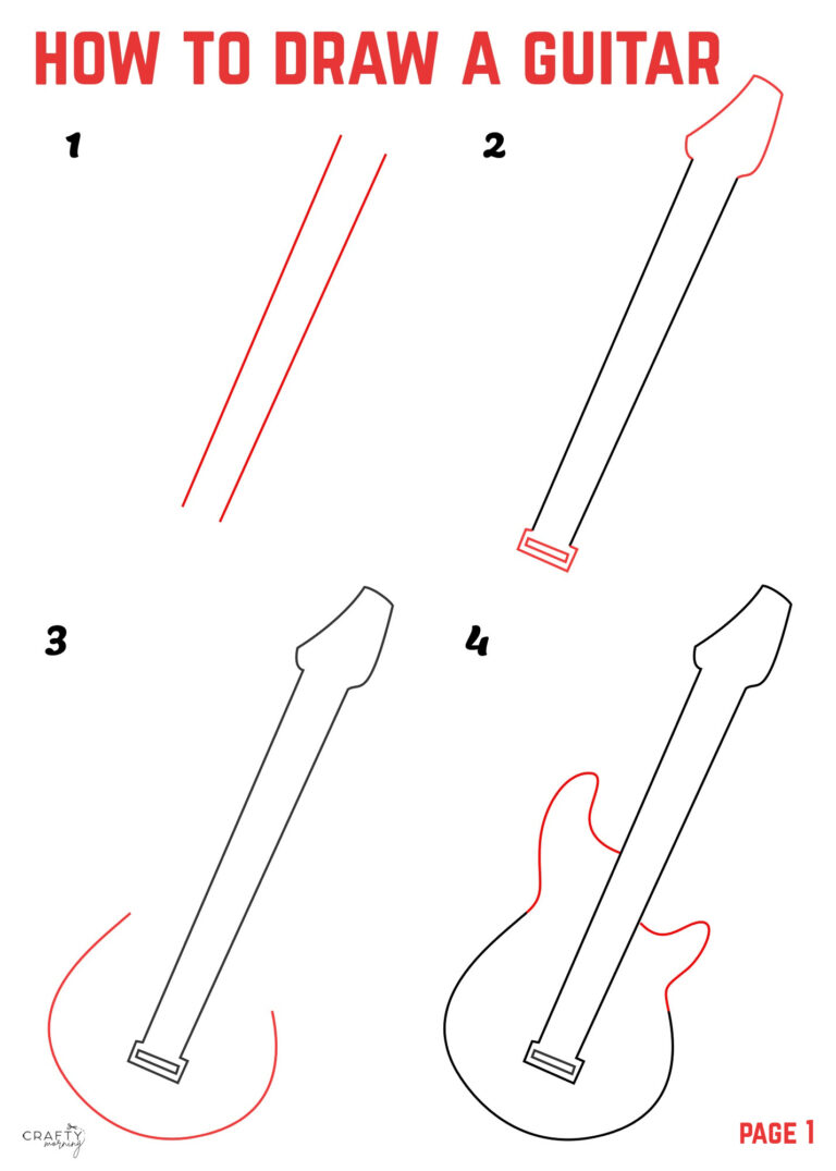 Easy Guitar Drawing (Step by Step Tutorial) - Crafty Morning
