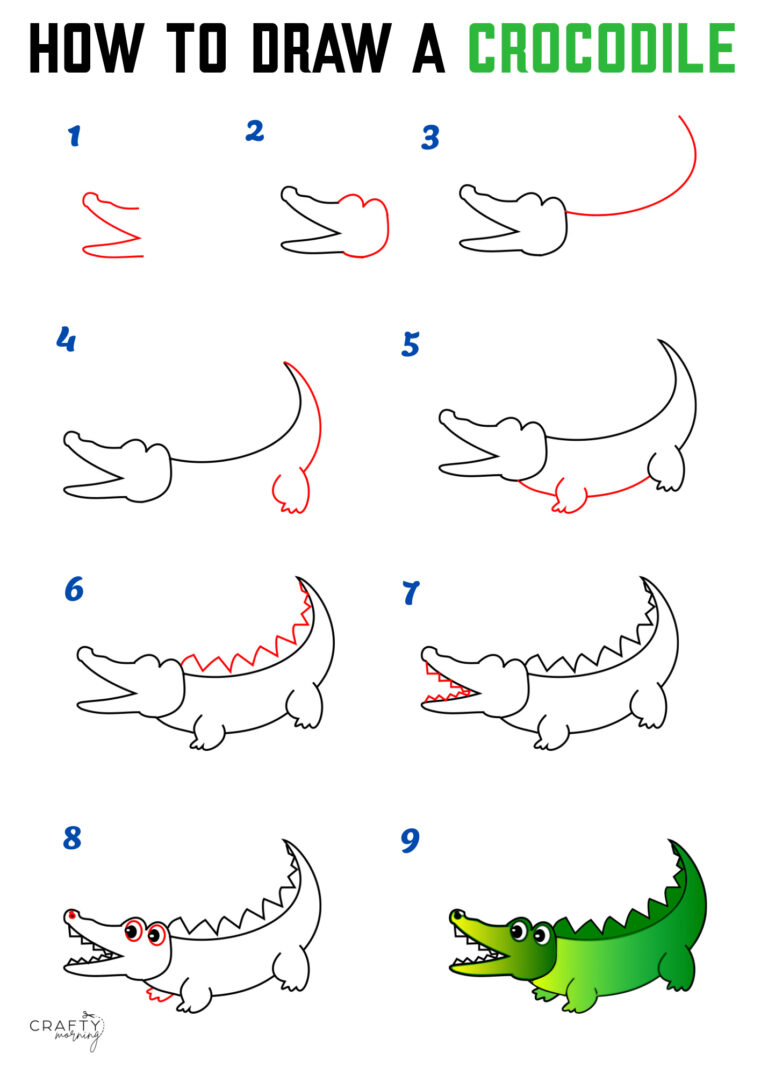 How to Draw a Crocodile - Crafty Morning