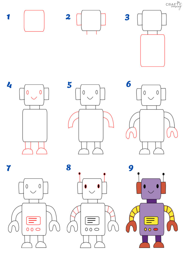 How to Draw a Robot (Easy Version) - Crafty Morning