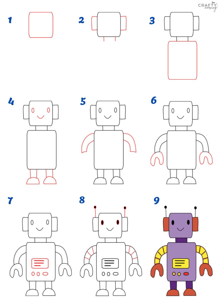 How to Draw a Robot (Easy Version) - Crafty Morning