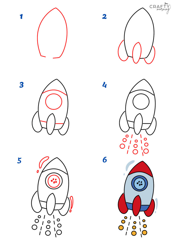 How to Draw a Rocket - Crafty Morning