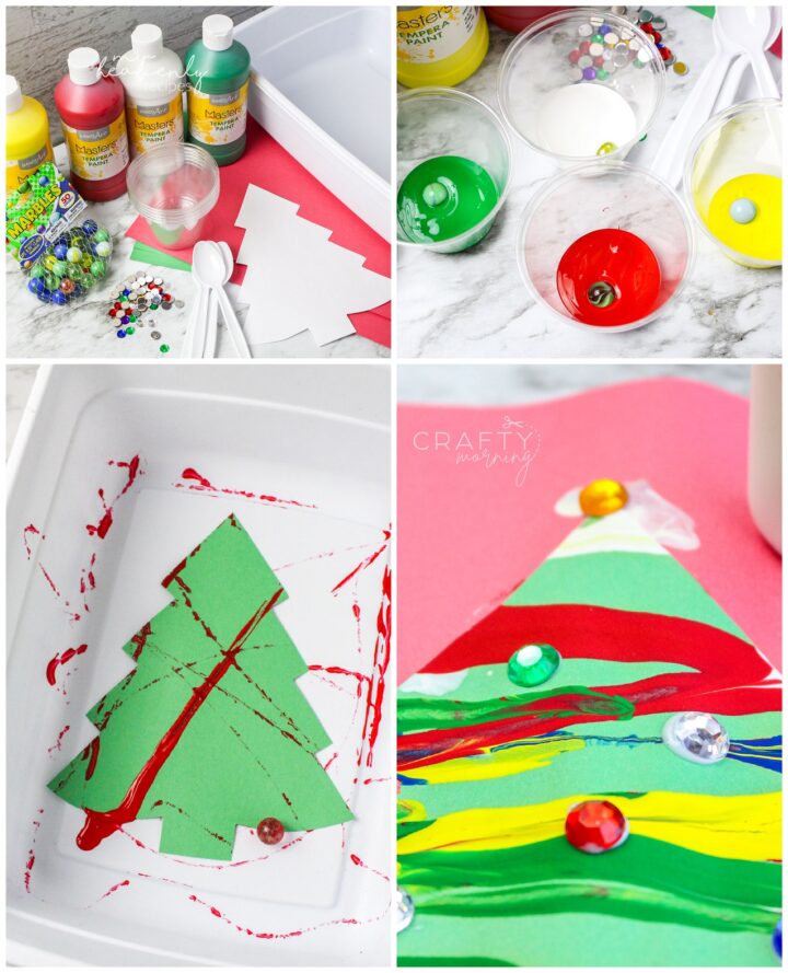 Marble Painting Christmas Tree Craft - Crafty Morning