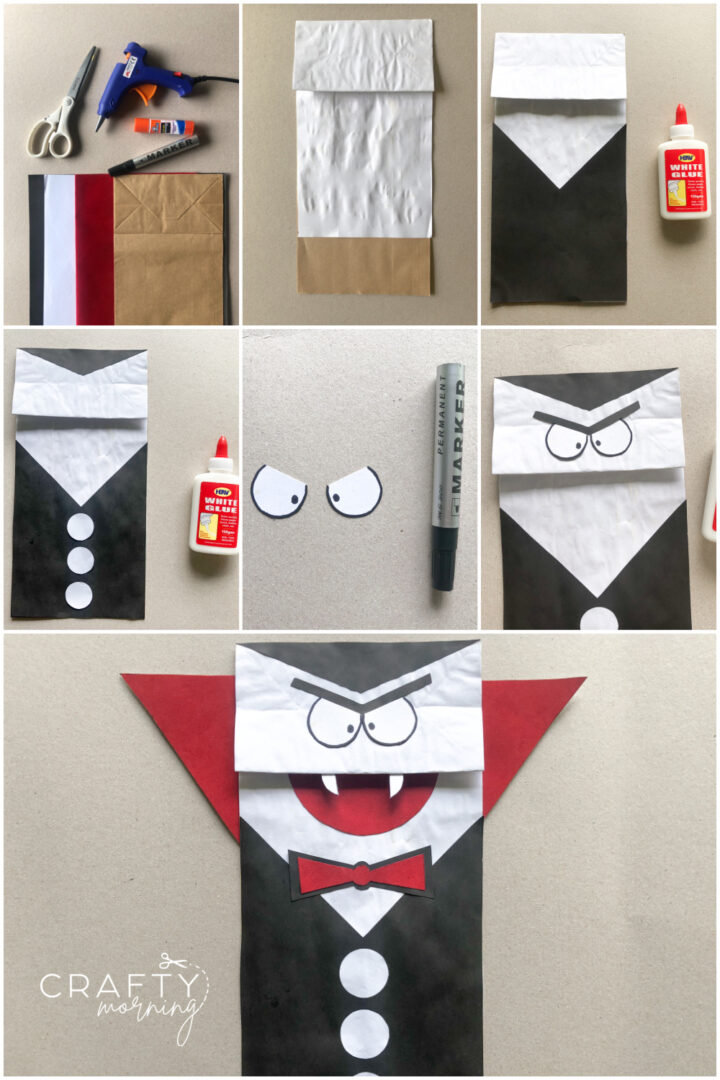 Paper Bag Dracula Vampire Puppet - Crafty Morning