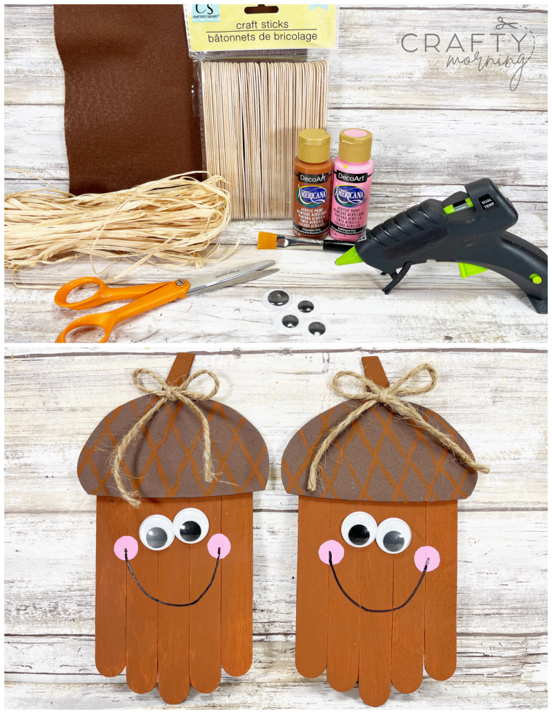Popsicle Stick Acorn Craft for Kids - Crafty Morning
