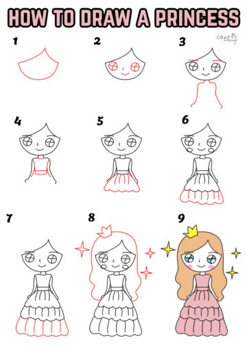 Princess Drawing (Step by Step Tutorial) - Crafty Morning
