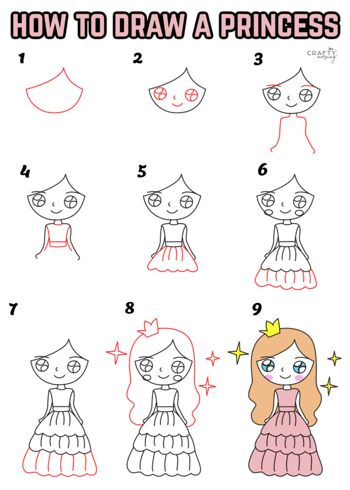 Princess Drawing (Step by Step Tutorial) - Crafty Morning