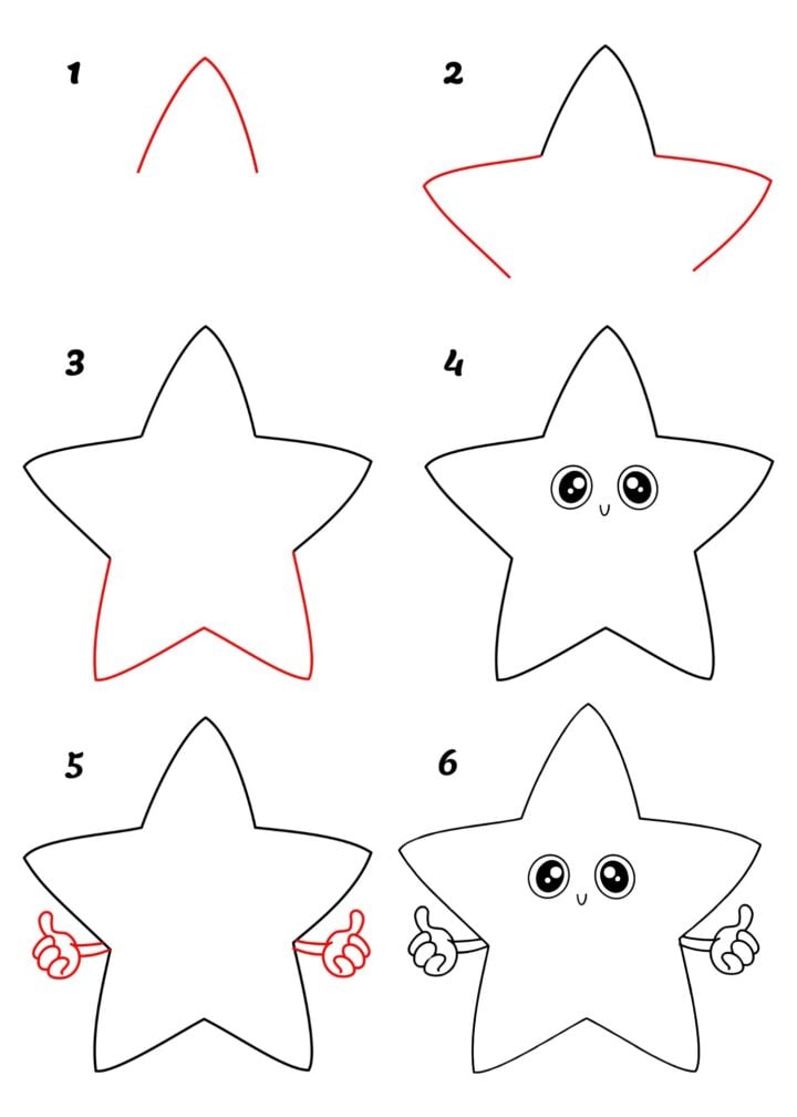 Star Drawing - Step by Step Tutorial - Crafty Morning