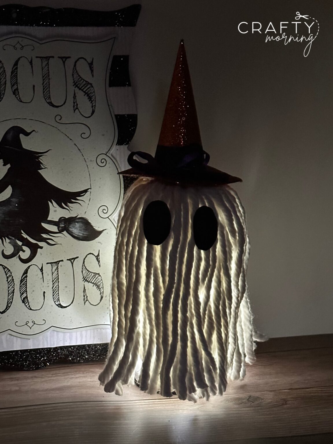 Dollar Tree Light Up Mop Ghost - Crafty Morning