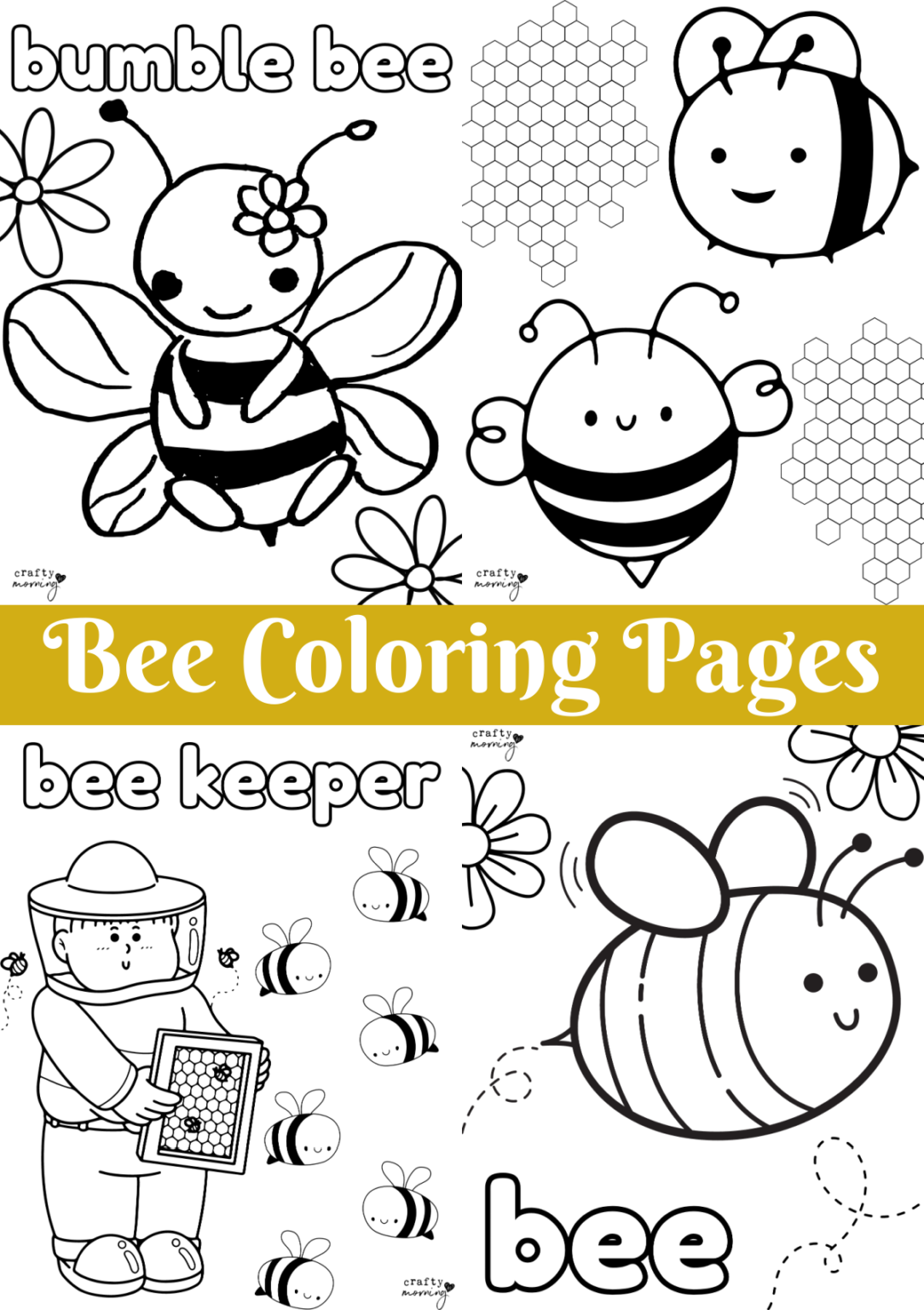Free Bee Coloring Pages - Crafty Morning