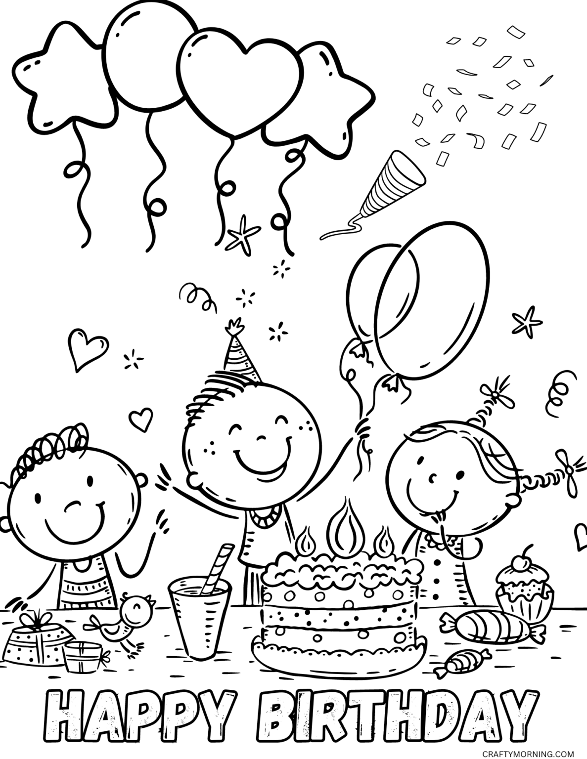 Cute Happy Birthday Coloring Pages - Crafty Morning