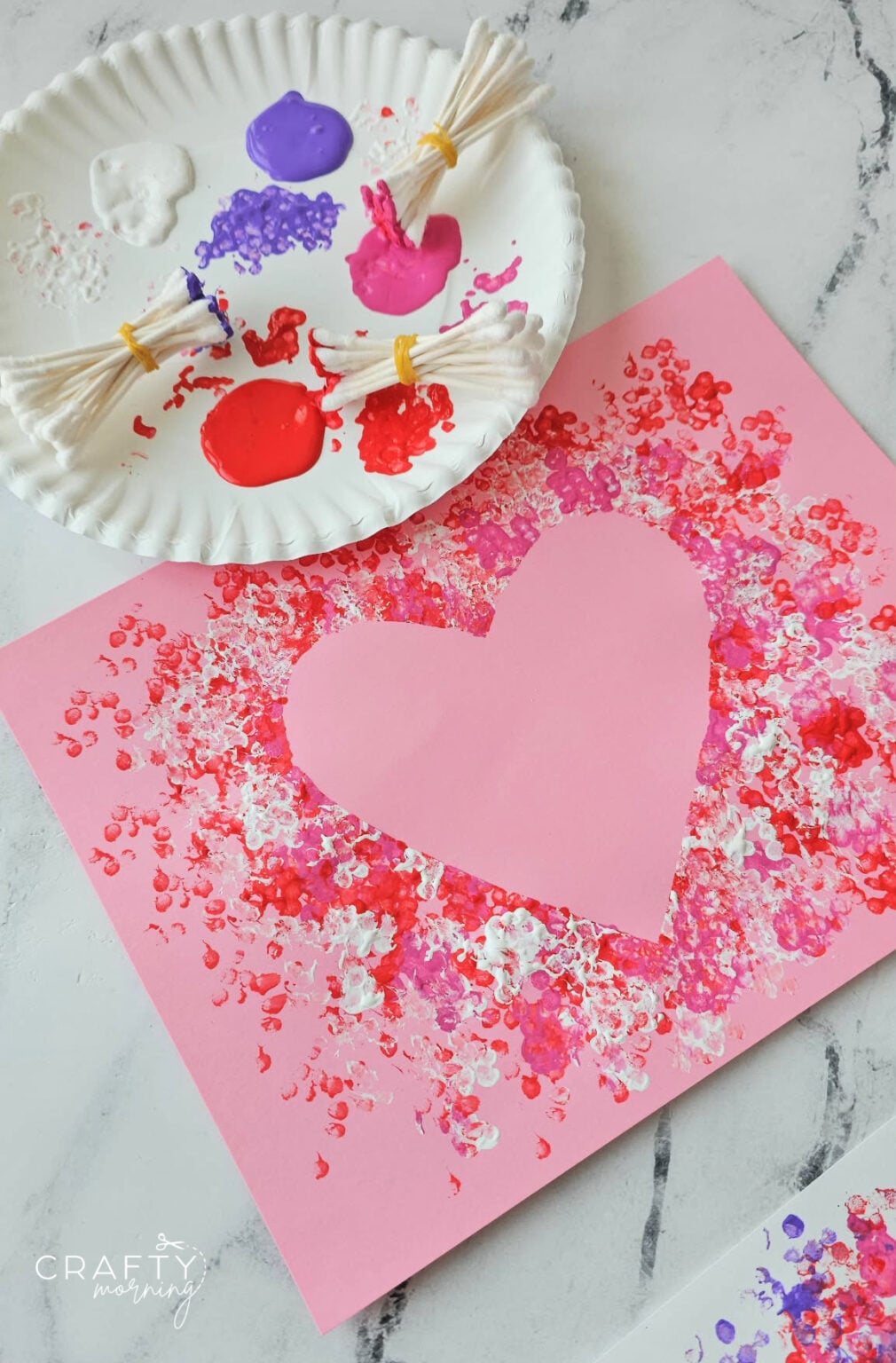 Valentine Heart Q-Tip Painting - Crafty Morning
