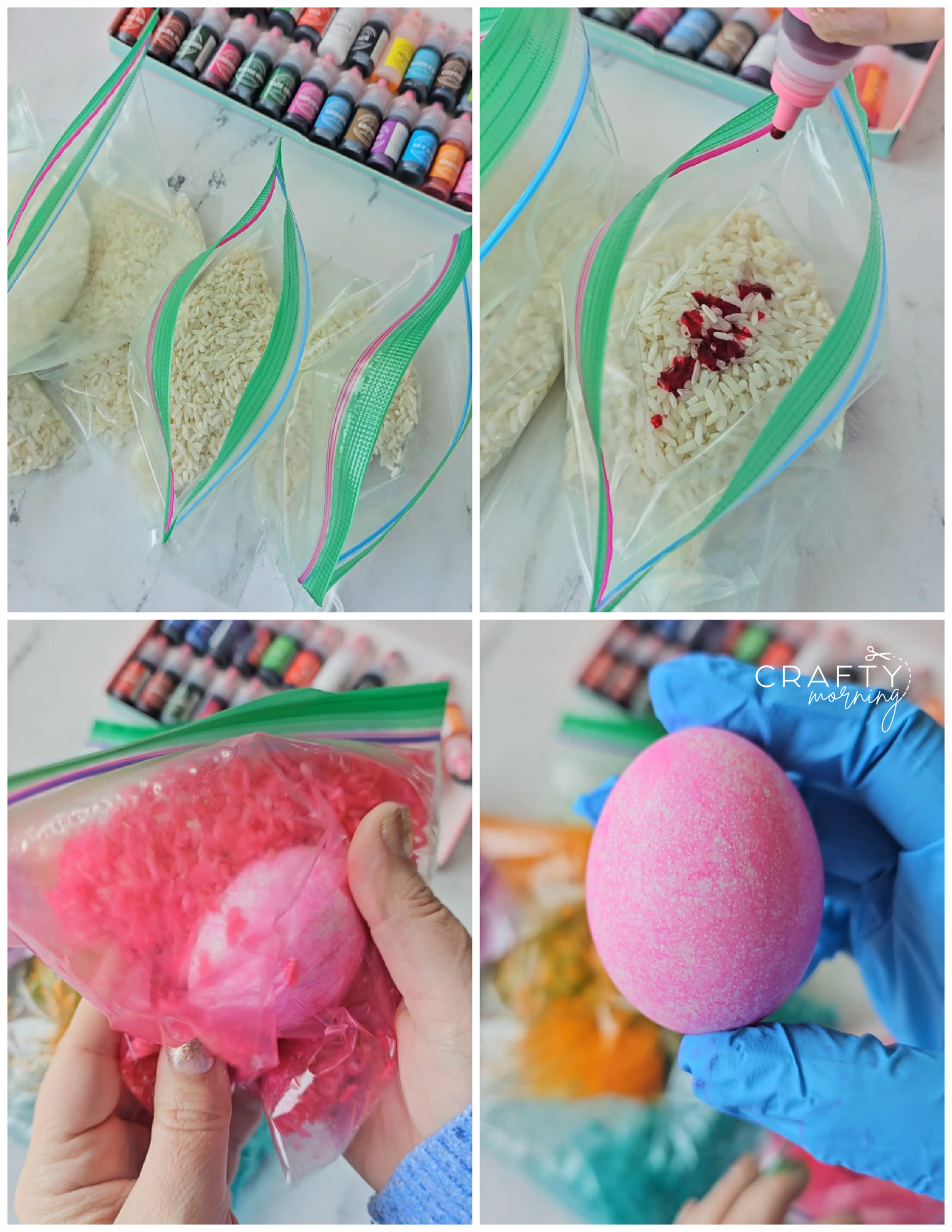 Rice Shake Easter Eggs in Bags - Crafty Morning